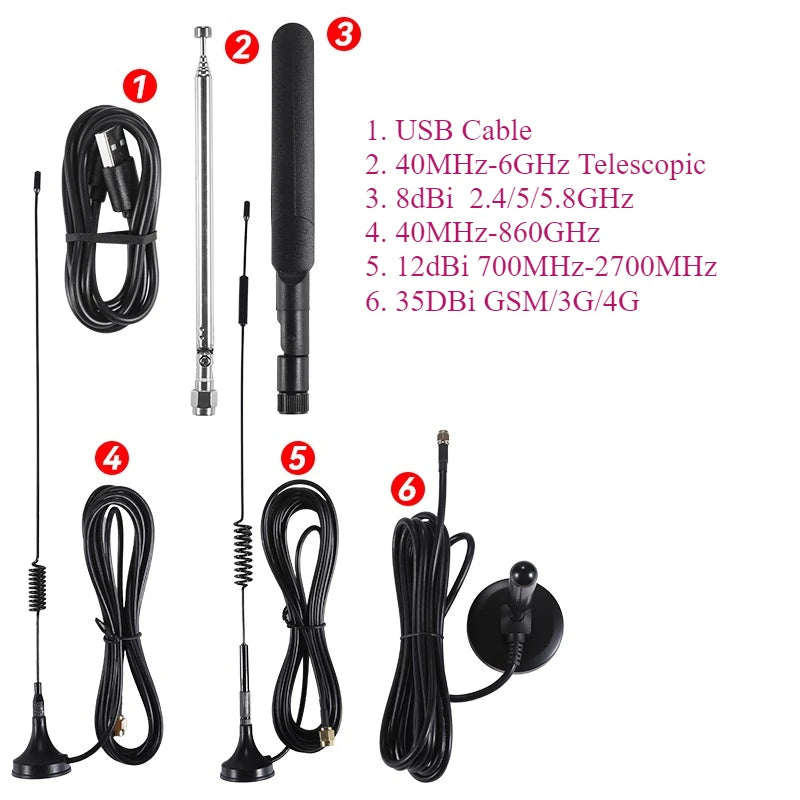 5PCS Antenna Kit and 1PCS USB Cable Used for Hackrf One SDR Radio Re ...